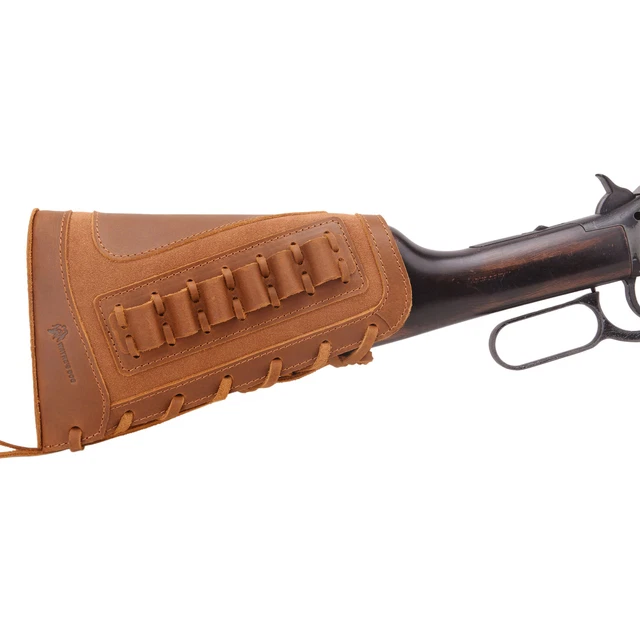 LEATHER SUEDE RIFLE Buttstock Hunting Shotgun Cheek Rest for.308.22LR ...