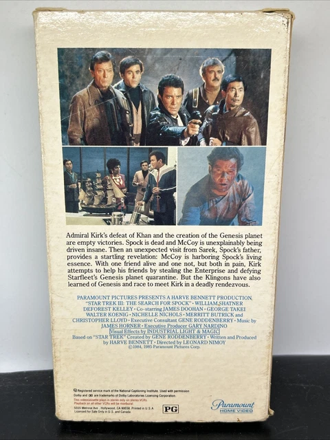 STAR TREK III The Search For Spock (VHS, 1984) With Slip Cover Case £4. ...