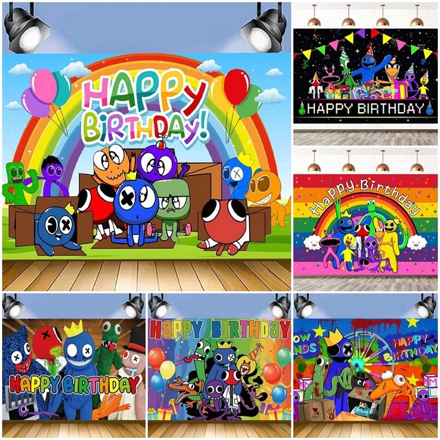 RAINBOW FRIENDS BACKDROP Birthday Party Banner Home Studio Photo Gift ...