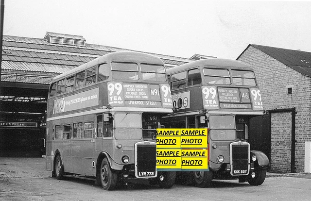 LONDON TRANSPORT B&W Bus Photograph-RTL 1240+RTW 57 Route N91+46 £1.00 ...