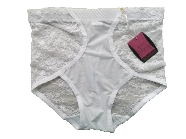 LADIES BODYFIT FLORAL White Lace Light Control Brief Knickers Girdle ...