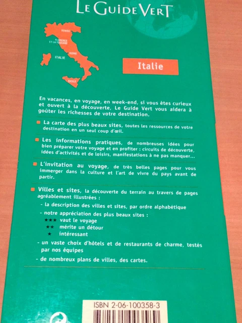 LE GUIDE VERT ITALIE - Editions des Voyages Michelin - 2002 EUR 10,00 ...