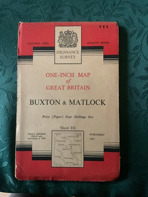VINTAGE OS ORDNANCE SURVEY MAPS 7th series 1950s Buxton Sheet 111 £2.50 ...