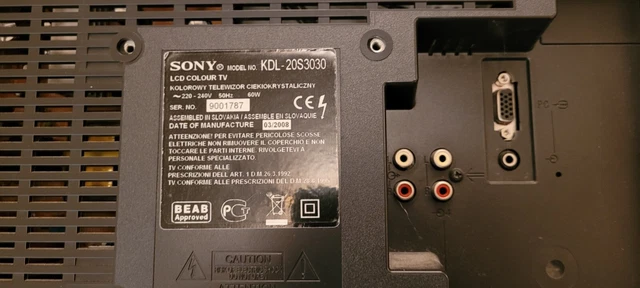 SONY BRAVIA KDL-20S3030 20" HD LCD TV HDMI Freeview Retro Gaming TV ...