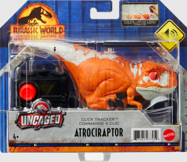 JURASSIC WORLD DOMINION Uncaged Click Tracker Orange Atrociraptor Pack ...
