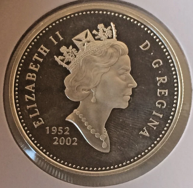 2002 CANADA PROOF Sterling Silver Dollar Jubilee Coin Queen Elizabeth ...