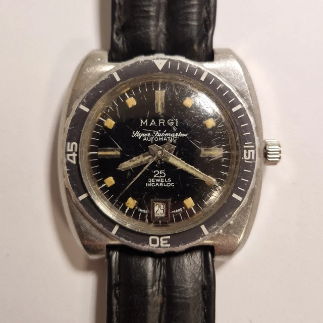 OROLOGIO MARGI SUPER Submarino Automatic Skin Diver Vintage 25 Gioielli ...
