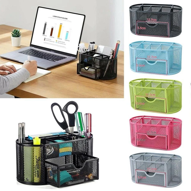 DRAWER 9-GRID STORAGE Pen Holder Stationery Container Desk Organizer ...