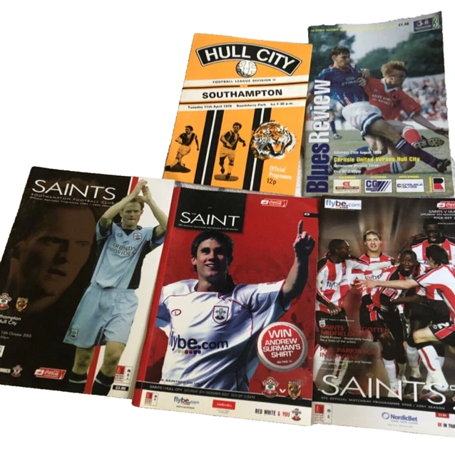 HULL CITY SOUTHAMPTON FC 1970s-2000s 5 VINTAGE FOOTBALL PROGRAMMES lot ...