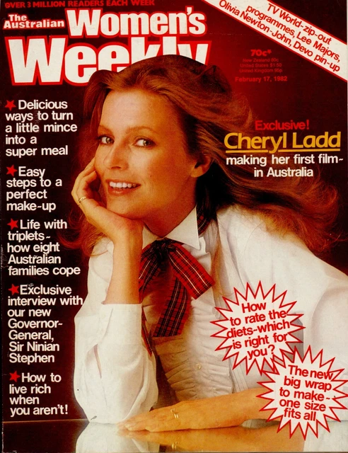 AUSTRALIAN WOMEN'S WEEKLY mag - Feb 17, 1982 - Cheryl Ladd, ONJ, Farrah ...