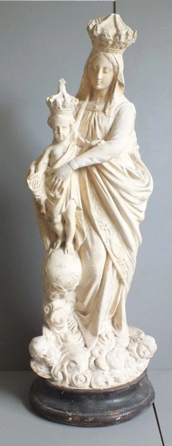 ANCIENNE STATUE DE La Vierge A L Enfant En Platre - H De 43.5 Cm EUR 42 ...