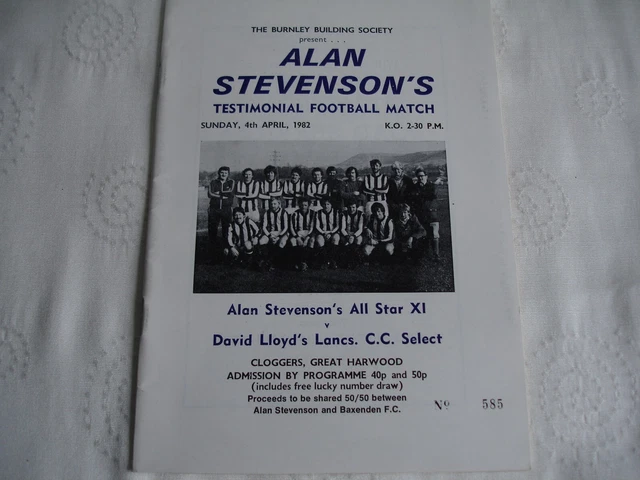 BURNLEY ALAN STEVENSON Testimonial Match v David Lloyds Lancashire ...