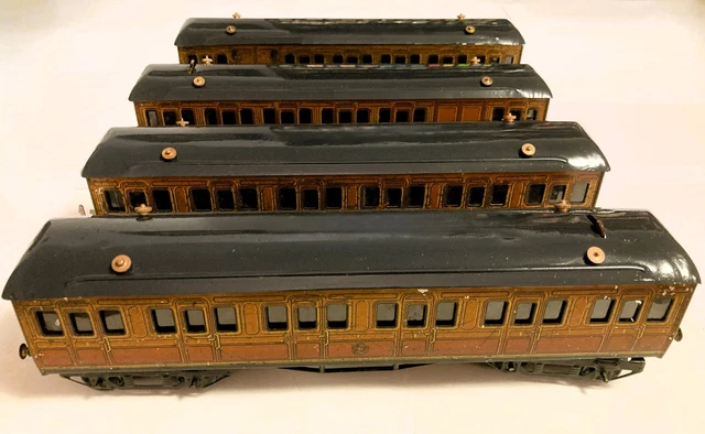 4 X METROPOLITAN Railway Carriages, Hornby O Gauge, 2 x First + 2 x ...