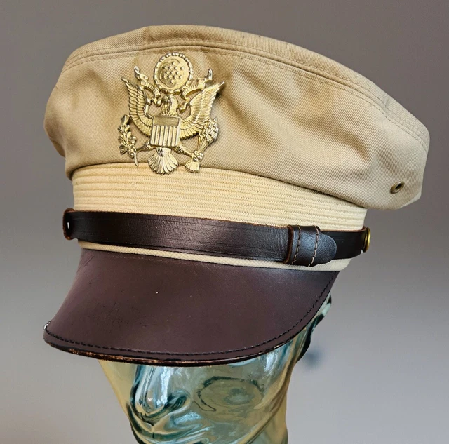 WW2 US ARMY Officers Repo Hat Air Corps Lancaster Brand Los Angeles CA ...