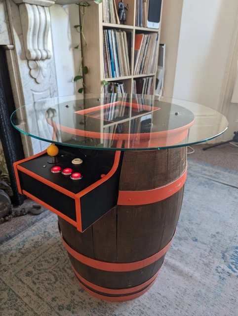 CLASSIC 80'S ARCADE Machine Video Game Table Top Barrel with Orange ...