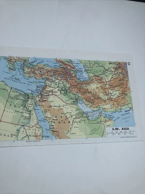 1994: PHYSICAL MAP Of S. W. Asia Print #22 £4.95 - PicClick UK