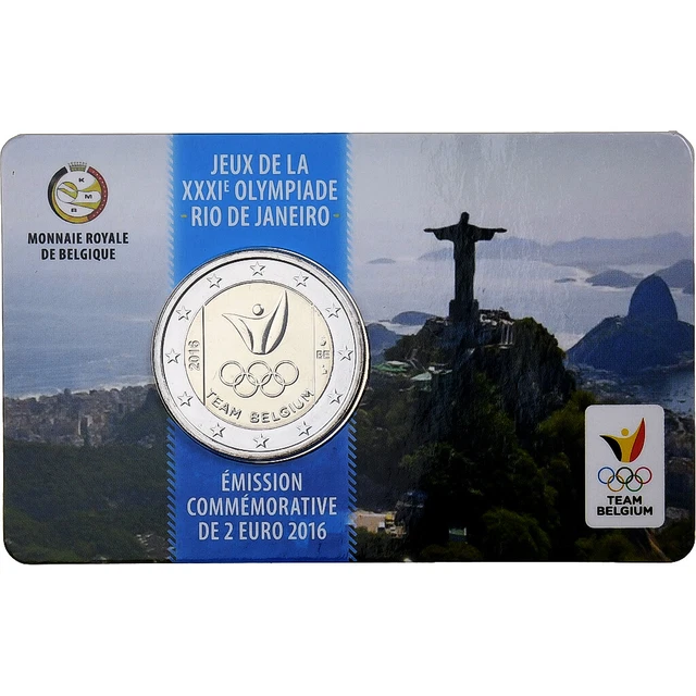 BELGIQUE, 2 EURO, Summer Olympics Rio de Janeiro, Coin card, 2016 ...