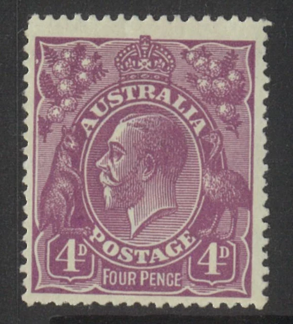 AUSTRALIA KGV SINGLE Crown WMK 4d Violet Stamp SG64 BW 110A Mint ...