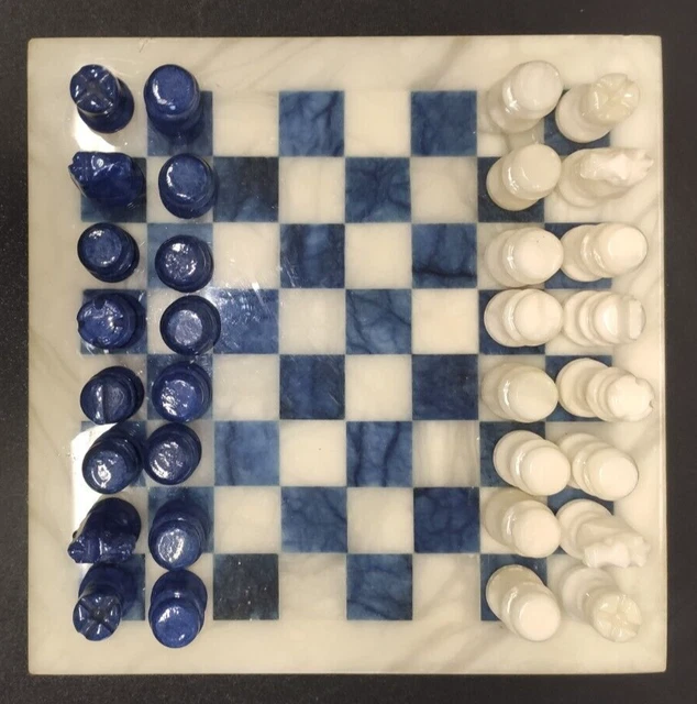 SCACCHIERA IN MARMO Bianca E Blu EUR 50,00 - PicClick IT