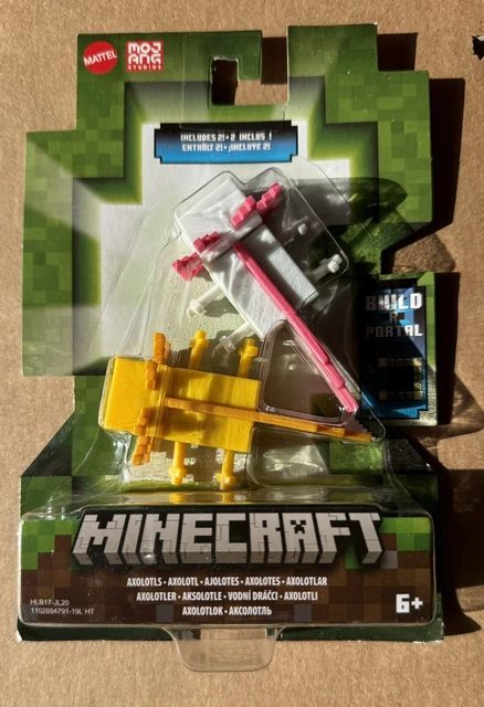 MINECRAFT BUILDA PORTAL Axolotl Figures 3 inch Action Figures White ...