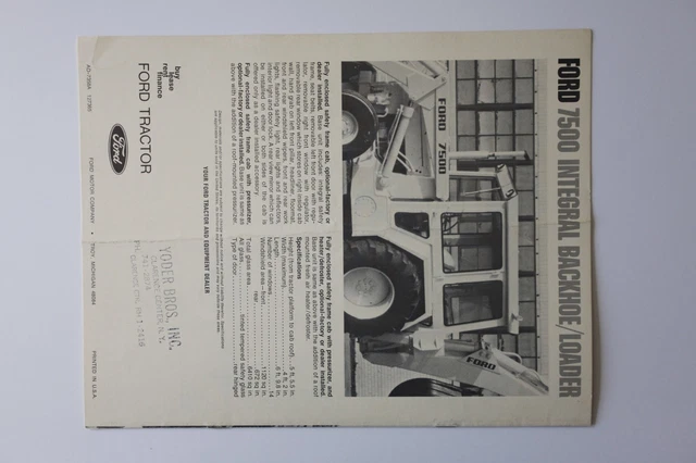 FORD TRACTOR 7500 Integral Backhoe Loader Dealer Brochure - English ...