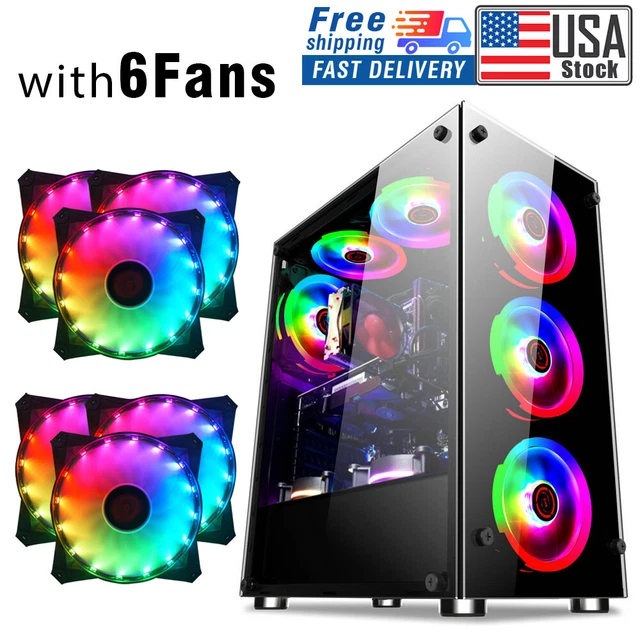 USA PC CASE Gaming Computer Case ATX/MATX/ITX Mid Tower Case Side Panel ...