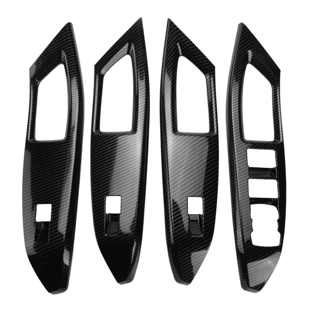 LEXLEY 4-Piece Red Carbon Fiber Window Switch Trim – Interior Panel ...