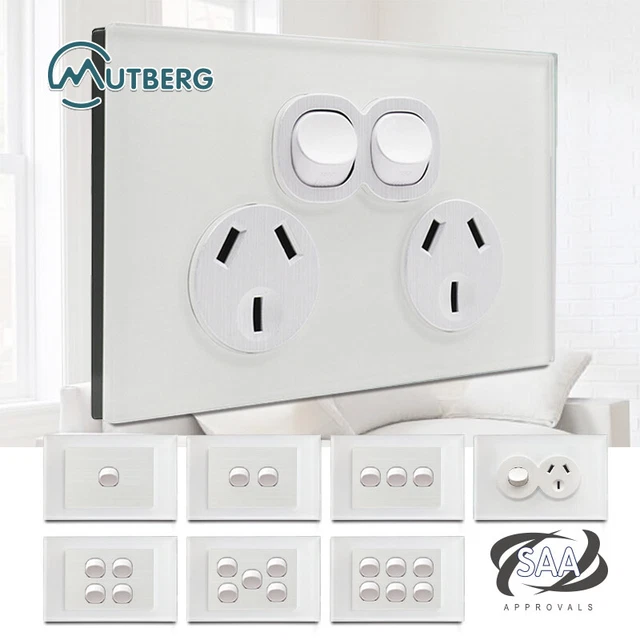 SAA APPROVED ELECTRICAL Wall Power Point GPO Glass Switch Panel Outlet ...