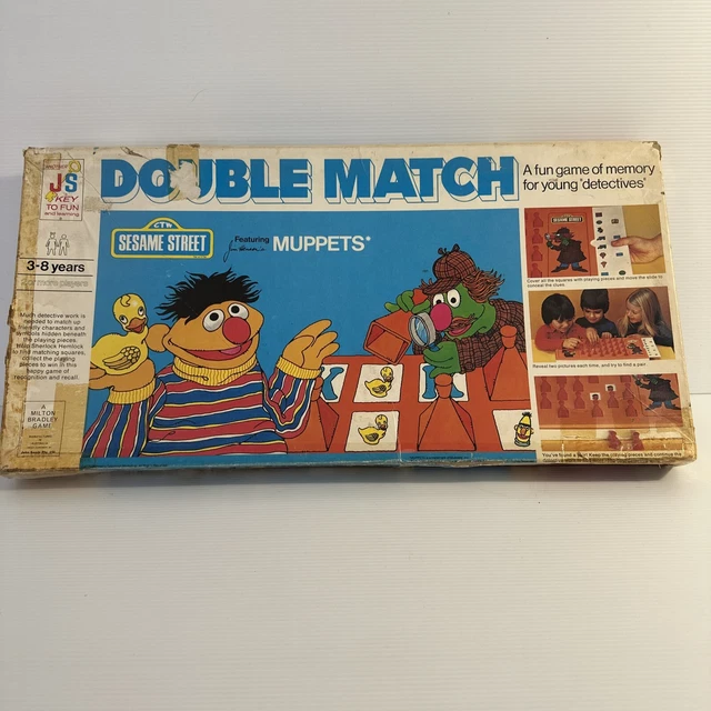 VINTAGE DOUBLE MATCH Sesame Street Board Game 1976 MB Games Muppets ...