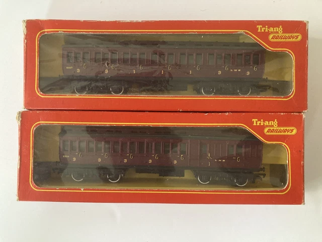TRIANG R332 AND R333 GWR Clerestory Coaches - Repainted In LMS Livery £ ...