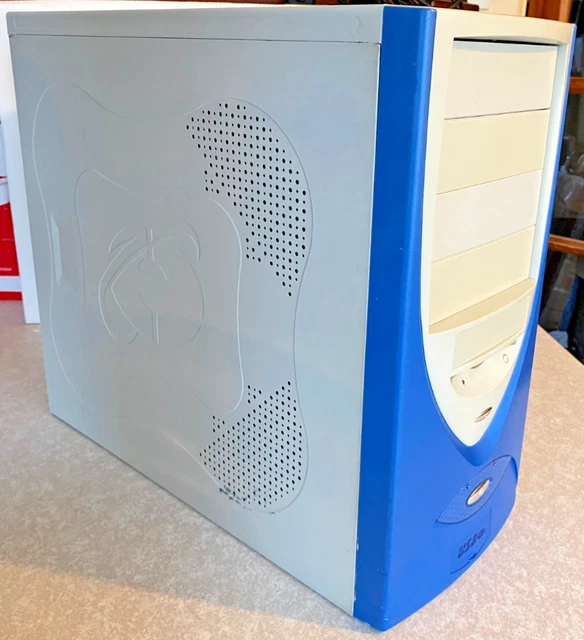SLEEPER BUILD BEIGE Cream Blue Mid Tower ATX Retro Vintage PC Case and ...
