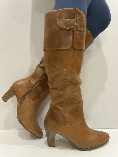 VINTAGE NEXT TAN Leather Knee High Boots UK5 EU38 VGC £20.00 - PicClick UK