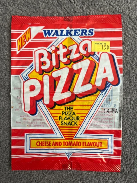 1980'S VINTAGE WALKERS Bitza Pizza cheese & tomato flavour empty crisp ...