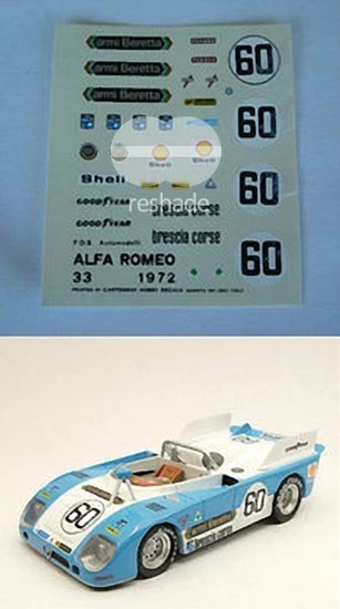 DECALS 1/43 ALFA Romeo 33.3 TT Scuderia Brescia Corse LE MANS 1973 ...