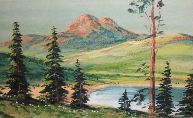 TABLEAU AQUARELLE PAYSAGE de montagne signé EUR 118,56 - PicClick FR