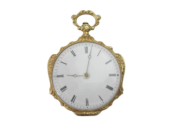 OROLOGIO DA TASCHINO svizzero antico smalto vaso tipo K18 oro massiccio ...