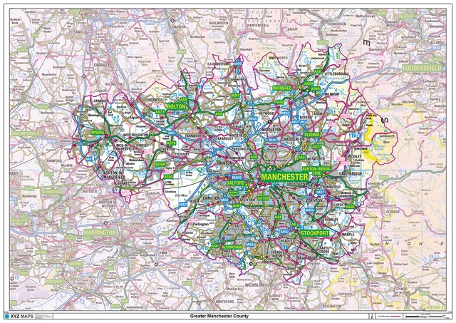 GREATER MANCHESTER CEREMONIAL County Map, County Map of Greater ...