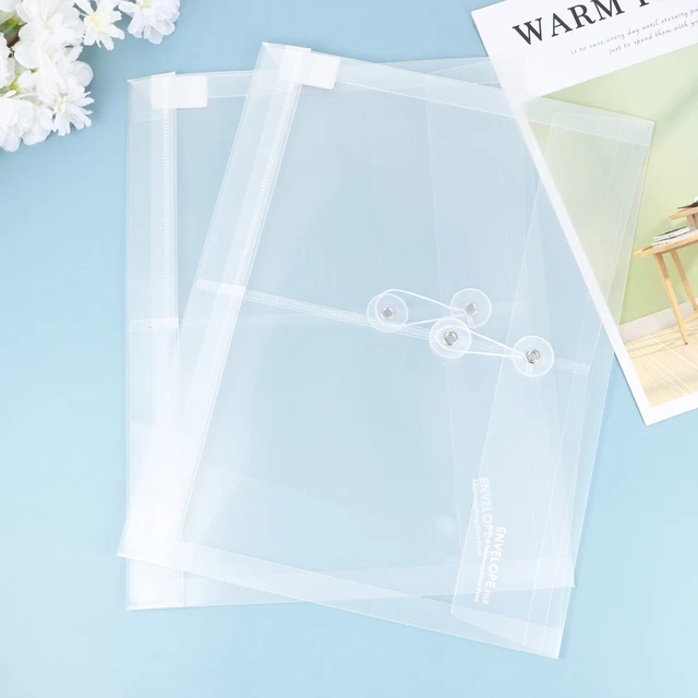 10PCS PLASTIC ENVELOPES with String Closure Clear Document Organizer ...