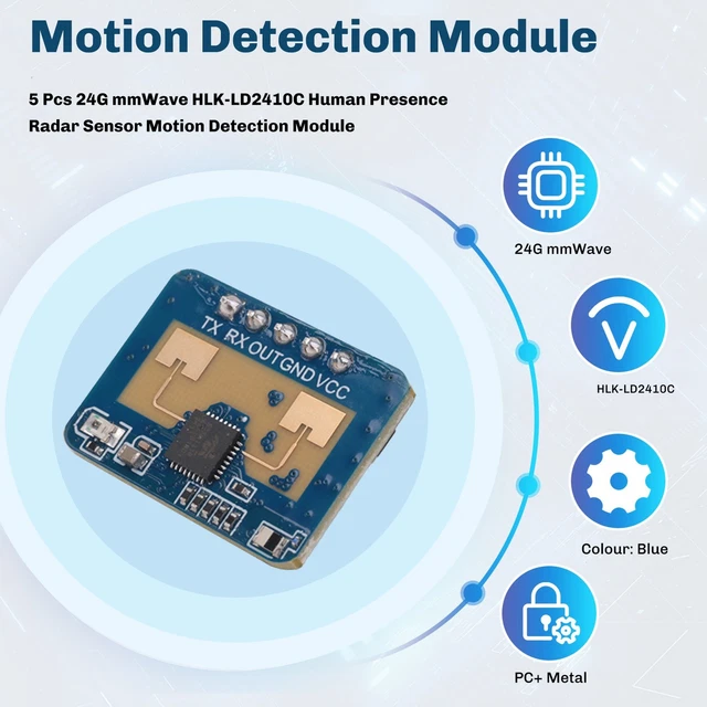 5 PCS 24G MmWave HLK-LD2410C Intelligent Sensor Motion Detection Module ...