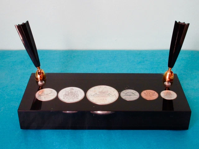 DOUBLE PEN HOLDER Paperweight with 1966 Complete Canadian Mint Set of 6 ...