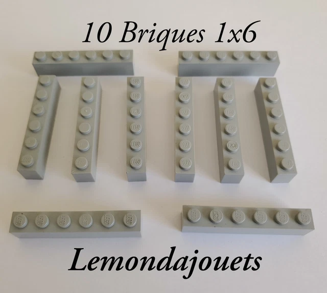 LOT DE 10 x Pièces Lego 3009 Brick 1x6 Light Bluish Gray Brique 6x1 ...