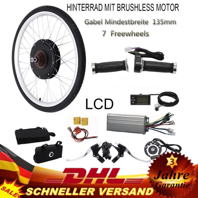 26& 48V ELECTRIC Bike Conversion Kit 1000W E-Bike Rear Hub Motor LCD ...