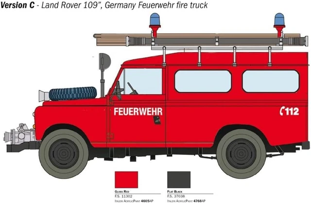 ITALERI 3660S LAND Rover 3660S-1:24 Fire Truck, Building, Stand Model ...