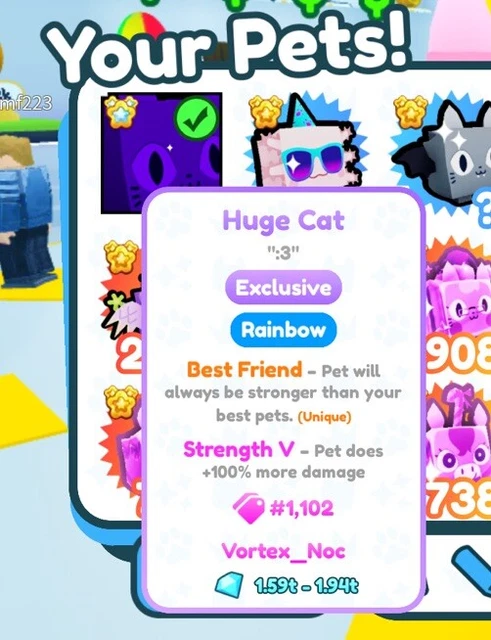 RAINBOW HUGE CAT Pet Simulator X (PSX) ONSALE!! $400.00 - PicClick CA