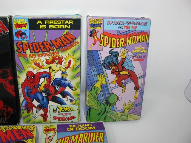 MARVEL COMICS VIDEO X-MEN Spider-Man Spider-Woman Animated Cartoon VHS Movie Lot £34.84 ...