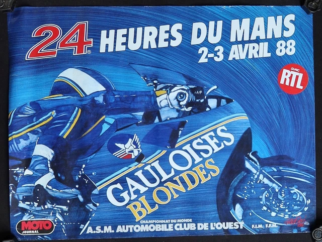 AFFICHE ORIGINALE 24 Heures du MANS 1988 moto ACO poster 30 EUR 20,00 ...