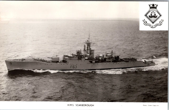 ROYAL NAVY SHIP Postcard, F63 HMS Scarborough, Whitby Class Frigate D4T ...
