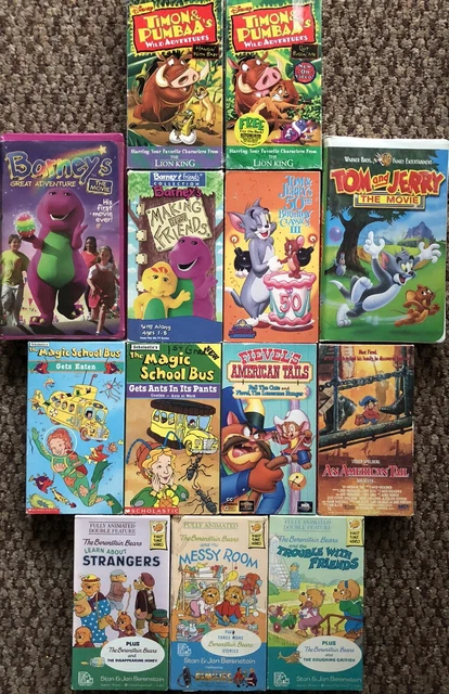 RARE LOT VHS années 90 enfants Barney, bus scolaire magique, ours ...