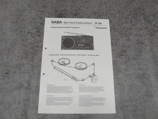 SCHALTPLAN SERVICE MANUAL für Kofferradio Radio SABA Transworld EUR 1 ...