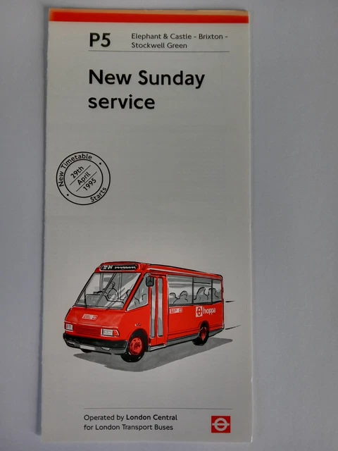 LONDON BUS LEAFLET Route P5 Elephant & Castle-Brixton-Stockwell Green ...
